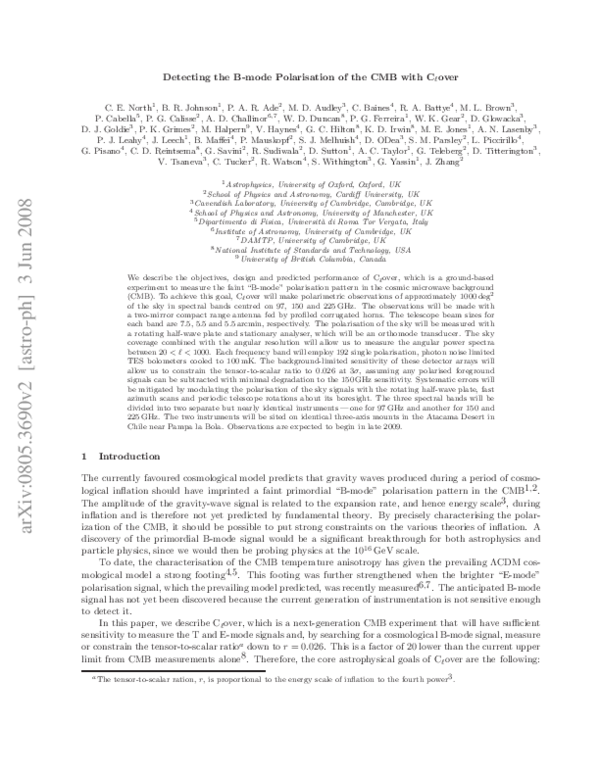 (PDF) Detecting the B-mode Polarisation of the CMB with Clover