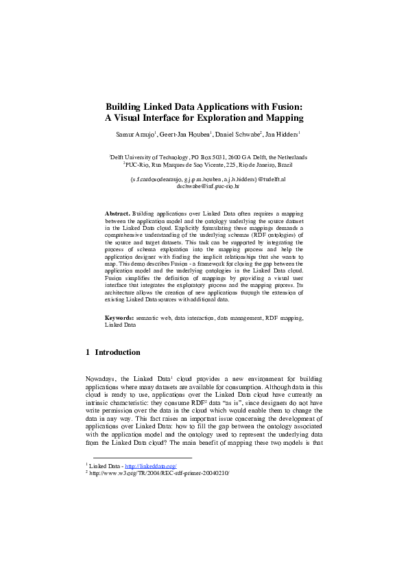 (PDF) Building linked data applications with fusion: A visual interface for exploration and mapping