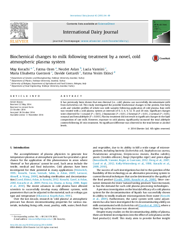 (PDF) Biochemical changes to milk following treatment by a novel, cold ...