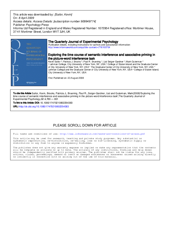 (PDF) Exploring the time course of semantic interference and associative priming in the picture ...