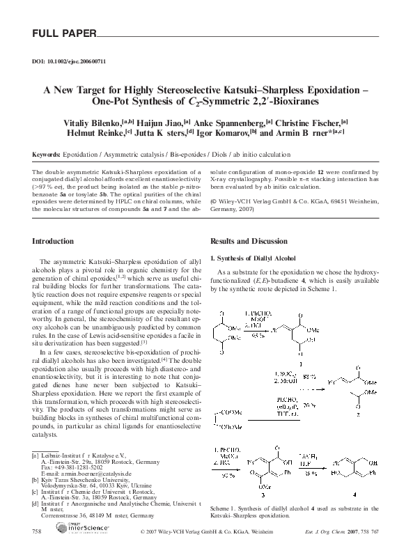 (PDF) A New Target for Highly Stereoselective Katsuki–Sharpless ...