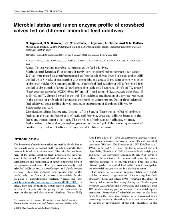 (PDF) Microbial status and rumen enzyme profile of crossbred calves fed ...