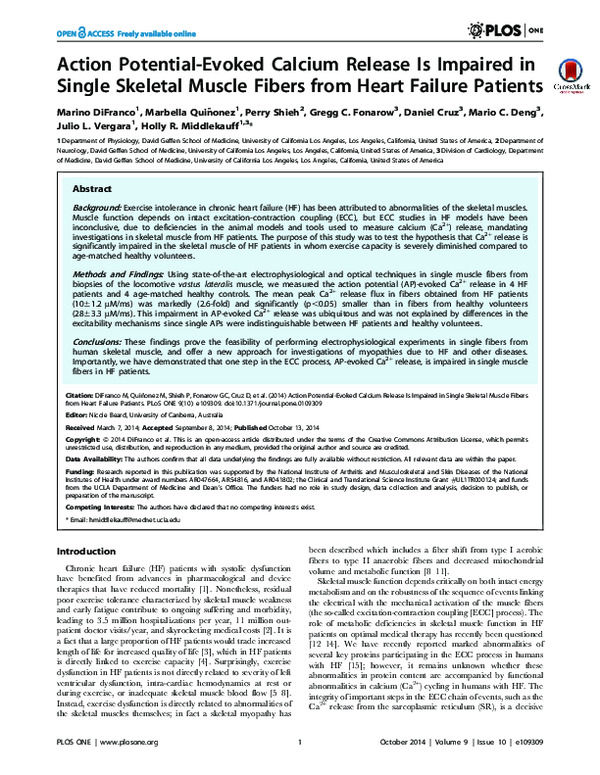 (PDF) Action Potential-Evoked Calcium Release Is Impaired in Single ...