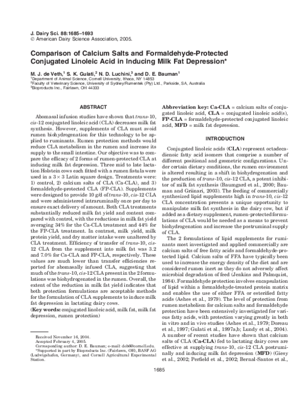 (PDF) Comparison of calcium salts and formaldehyde-protected conjugated ...