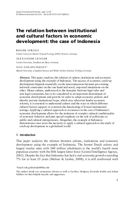 (PDF) The Relation between Institutional and Cultural Factors in ...