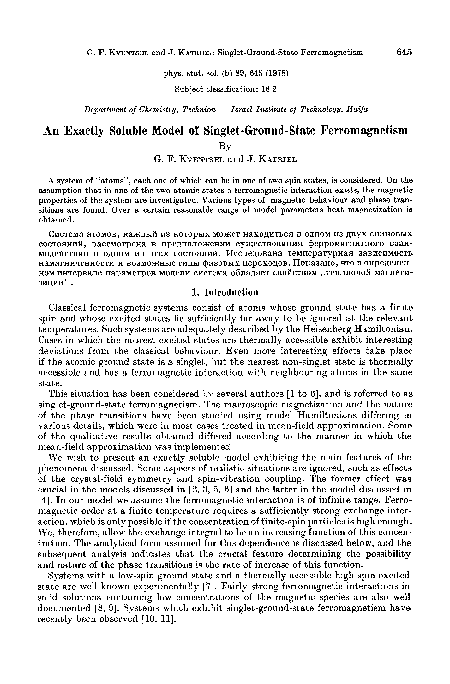 (PDF) An Exactly Soluble Model of Singlet-Ground-State Ferromagnetism