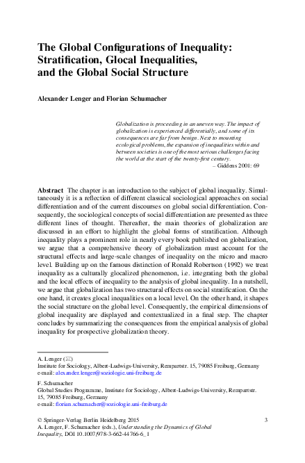 (PDF) The Global Configurations of Inequality: Stratification, Global ...