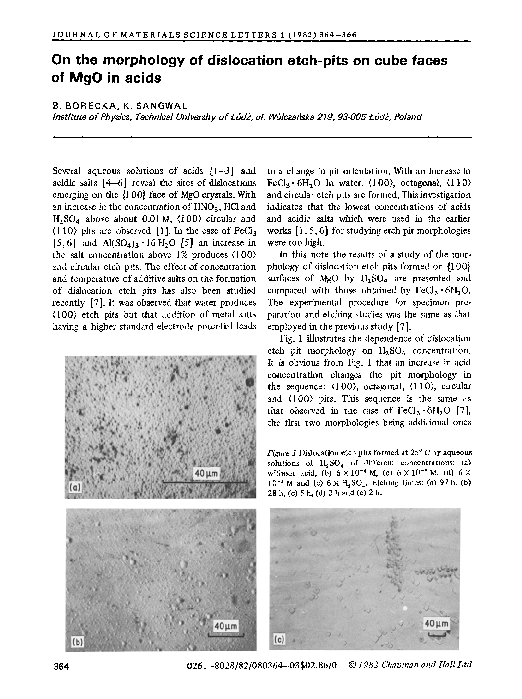 (PDF) On the morphology of dislocation etch-pits on cube faces of MgO ...