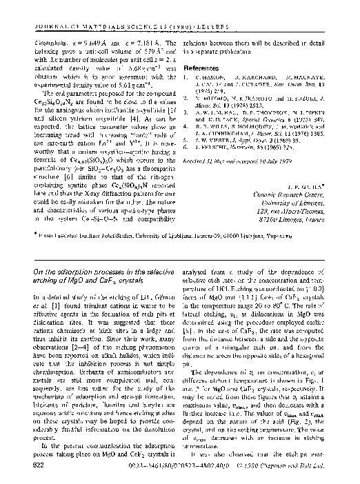 (PDF) On the adsorption processes in the selective etching of MgO and ...