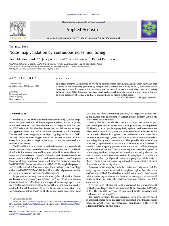 (PDF) Noise map validation by continuous noise monitoring