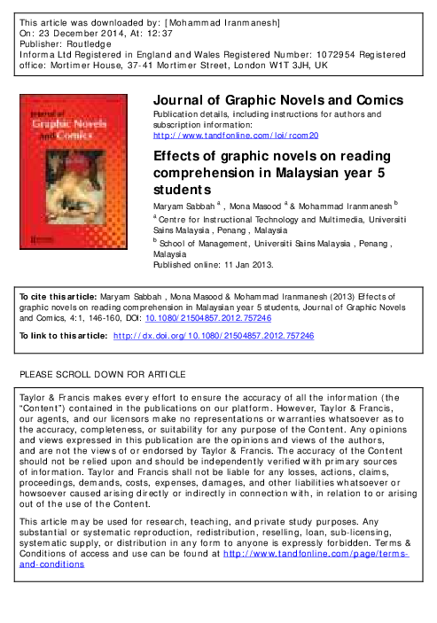 (PDF) Effects of graphic novels on reading comprehension in Malaysian ...