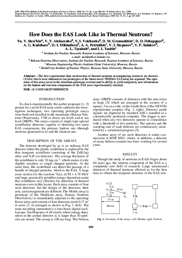 (PDF) How does the EAS look like in thermal neutrons?