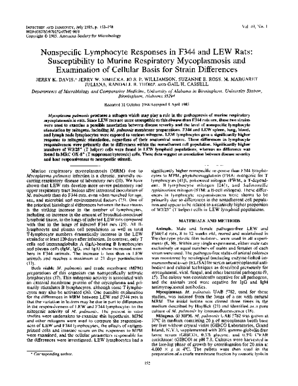 (PDF) Nonspecific lymphocyte responses in F344 and LEW rats ...