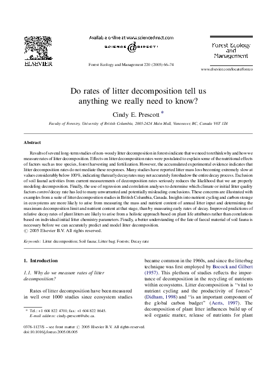 (PDF) Do rates of litter decomposition tell us anything we really need ...