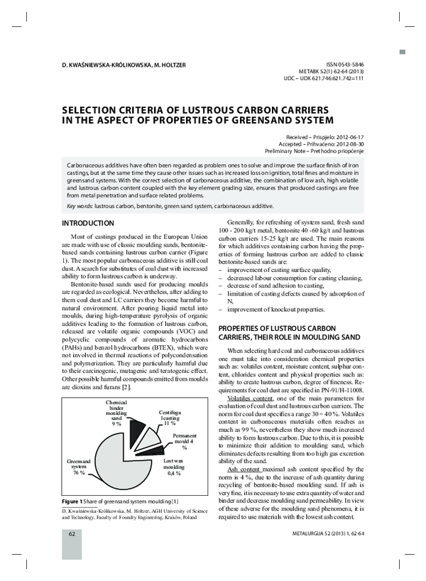 (PDF) SELECTION CRITERIA OF LUSTROUS CARBON CARRIERS IN THE ASPECT OF ...