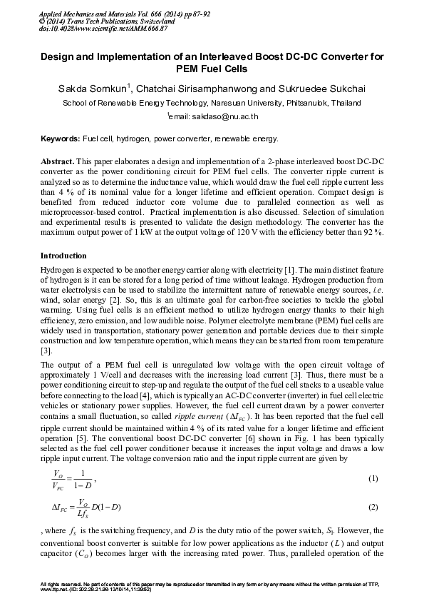 (PDF) Design and Implementation of an Interleaved Boost DC-DC Converter for PEM Fuel Cells