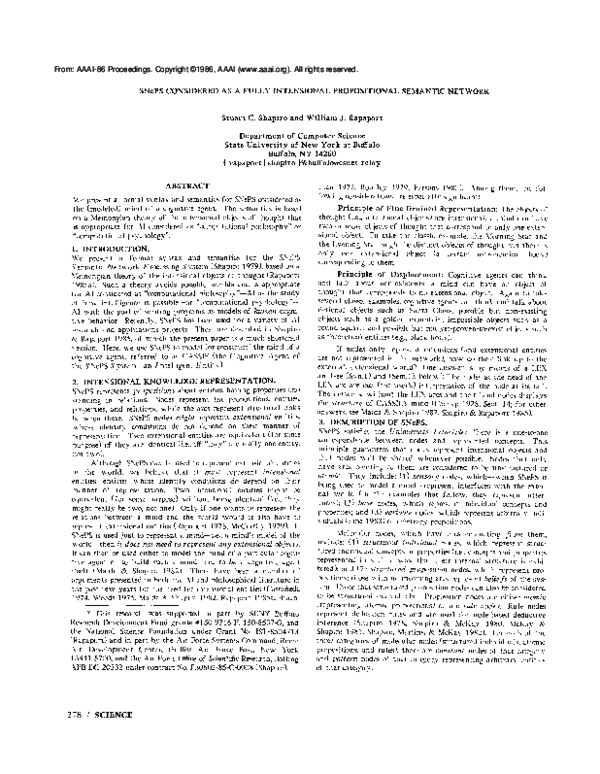 (PDF) SNePS Considered as a Fully Intensional Propositional Semantic Network