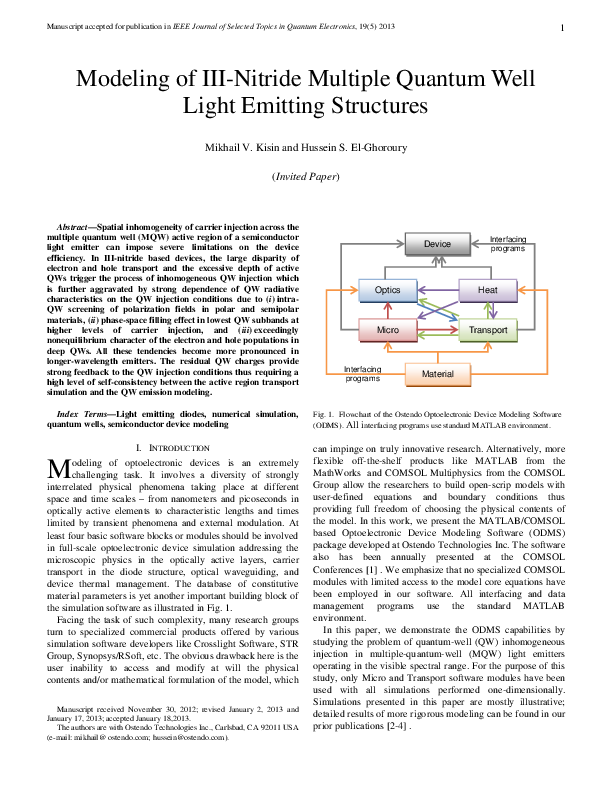 (PDF) Modeling of III-Nitride Multiple-Quantum-Well Light-Emitting Structures