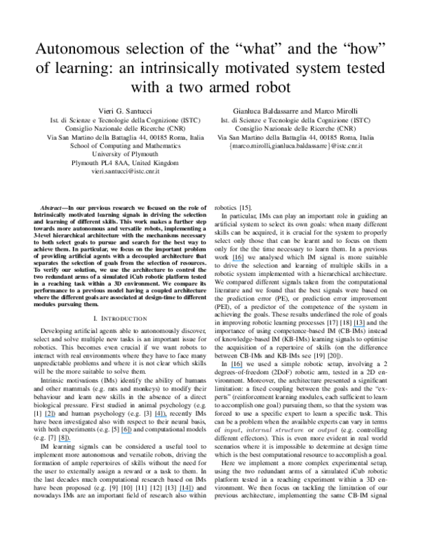 (PDF) Autonomous selection of the “what” and the “how” of learning: an intrinsically motivated ...
