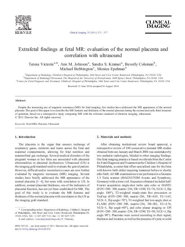 (PDF) Extrafetal findings at fetal MR: evaluation of the normal ...