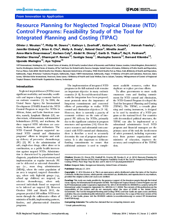(PDF) Resource Planning for Neglected Tropical Disease (NTD) Control ...