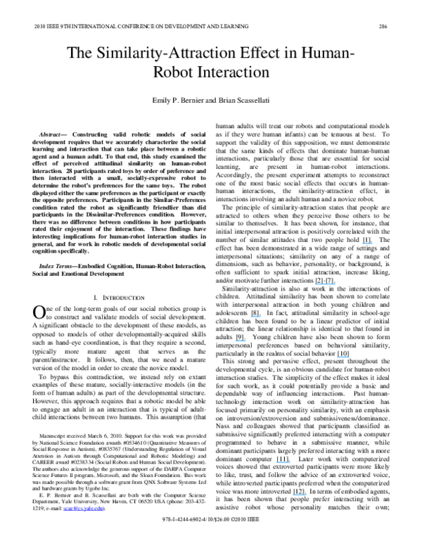 (PDF) The similarity-attraction effect in human-robot interaction
