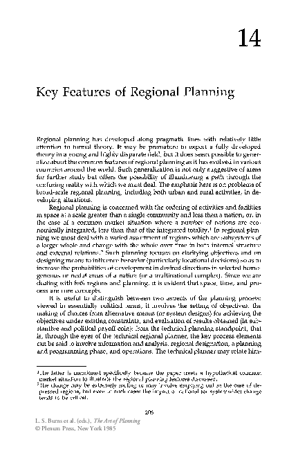 (PDF) Key Features of Regional Planning