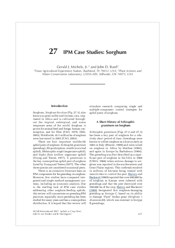 (PDF) IPM case studies: sorghum