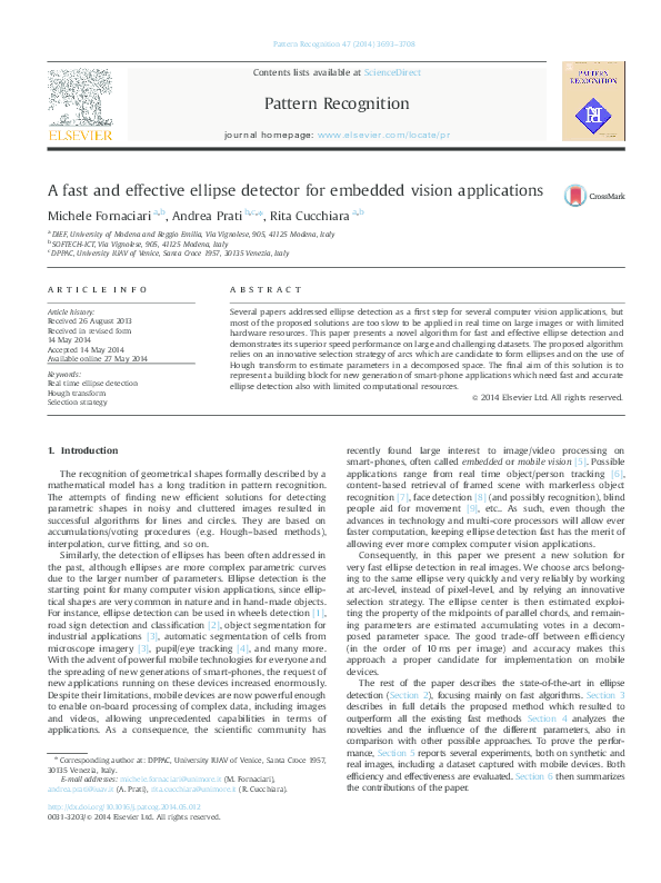 Pdf A Fast And Effective Ellipse Detector For Embedded Vision