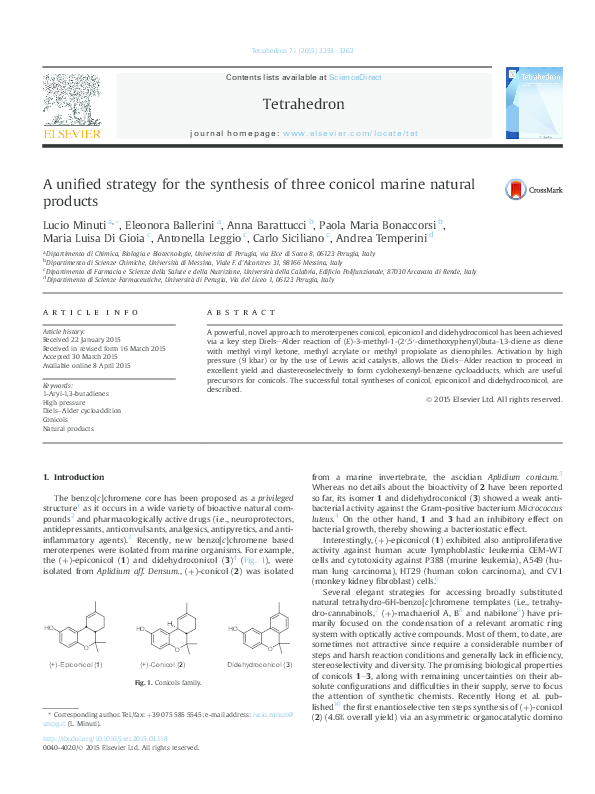 (PDF) A Unified Strategy for the Synthesis of Three Conicol Marine ...