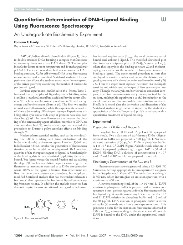 (PDF) Quantitative Determination of DNA–Ligand Binding Using ...