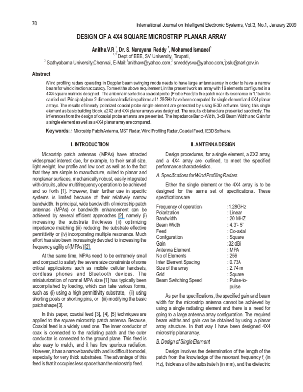 Pdf Design Of A 4x4 Square Microstrip Planar Array