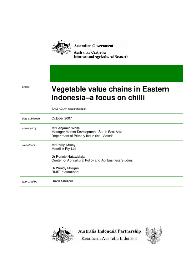 (PDF) Vegetable Value Chain in Eastern Indonesia-a Focus on Chilli