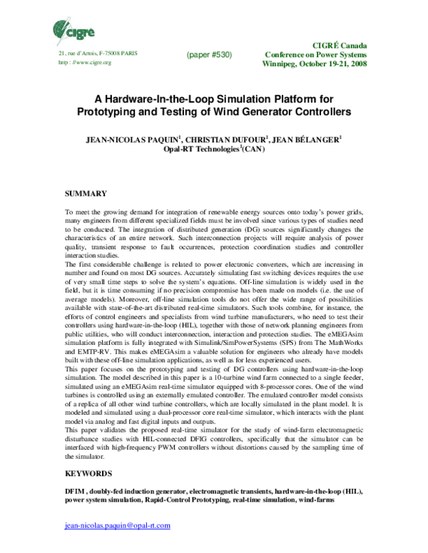 Pdf A Hardware In The Loop Simulation Platform For Prototyping And