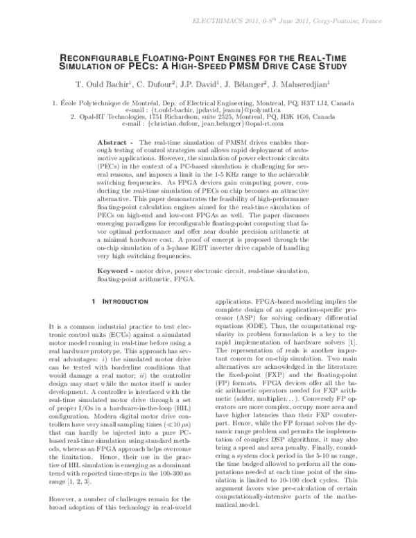 (PDF) Reconfigurable floating-point engines for the real-time simulation of PECs: A high-speed ...