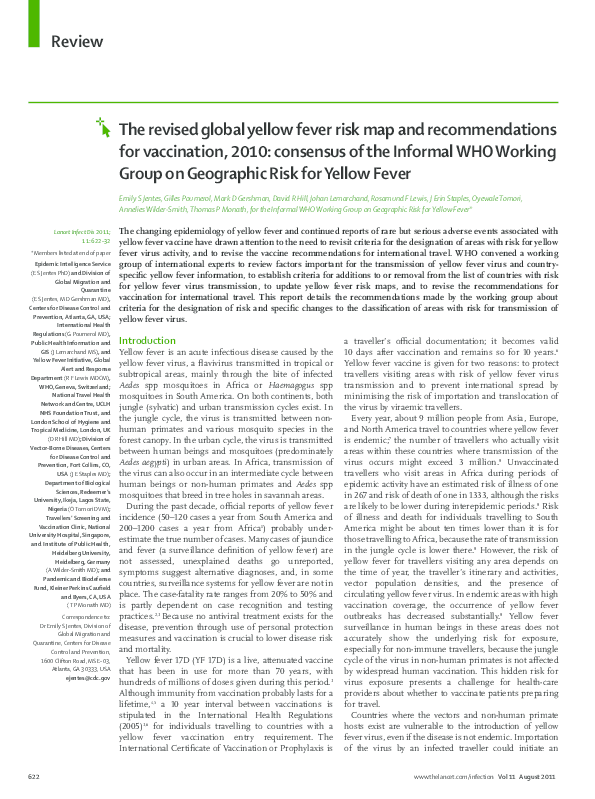 (PDF) The revised global yellow fever risk map and recommendations for ...