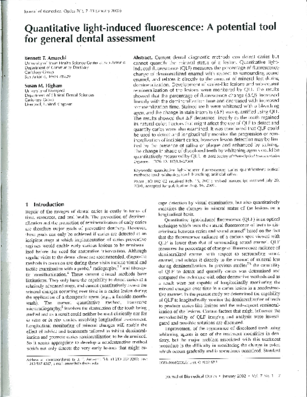 (PDF) Quantitative light-induced fluorescence: A potential tool for ...
