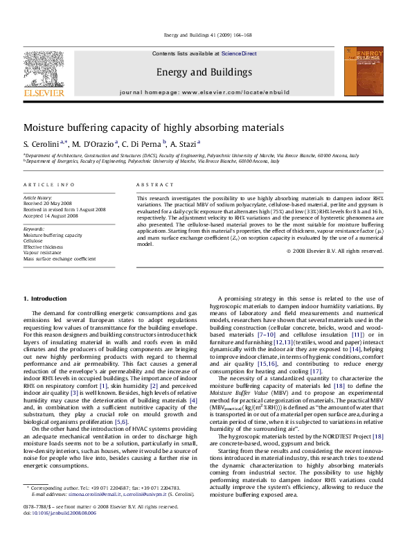 (PDF) Moisture buffering capacity of highly absorbing materials
