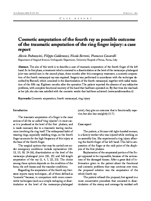 (PDF) Cosmetic amputation of the fourth ray as possible outcome of the ...