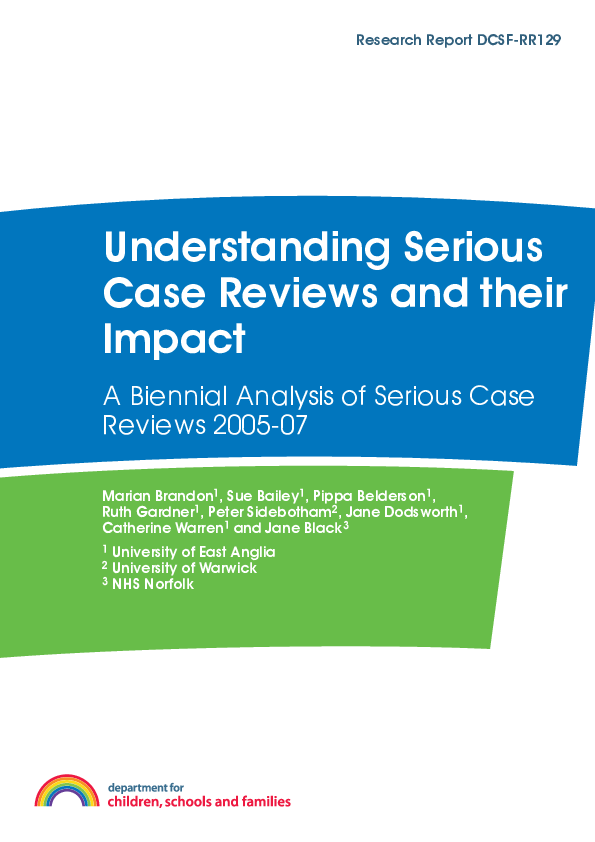 (PDF) Understanding Serious Case Reviews and their Impact: A biennial ...
