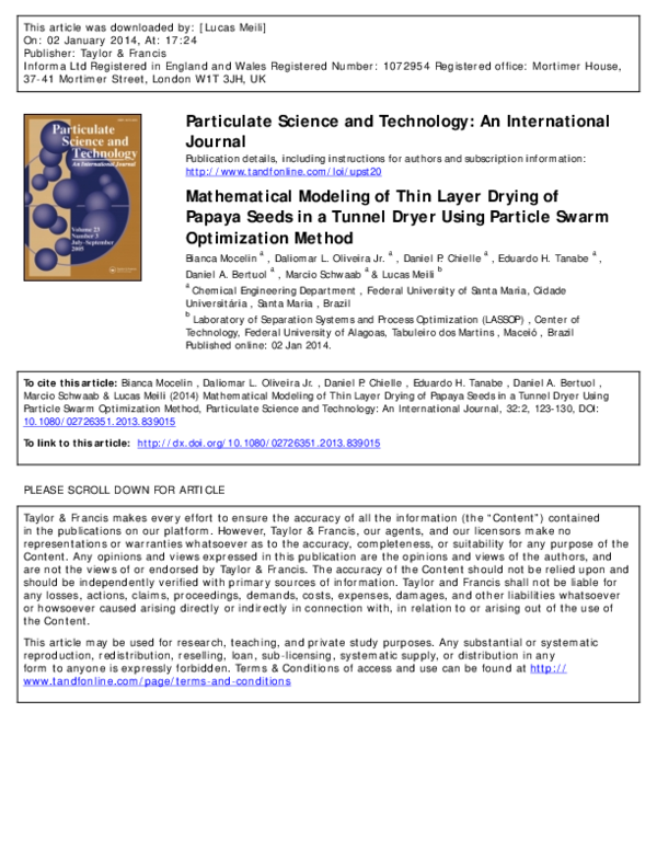 (PDF) Mathematical Modeling of Thin Layer Drying of Papaya Seeds in a Tunnel Dryer Using ...