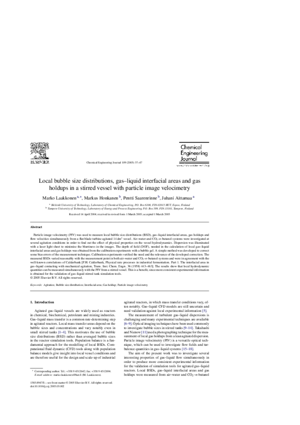 (PDF) Local bubble size distributions, gas–liquid interfacial areas and ...