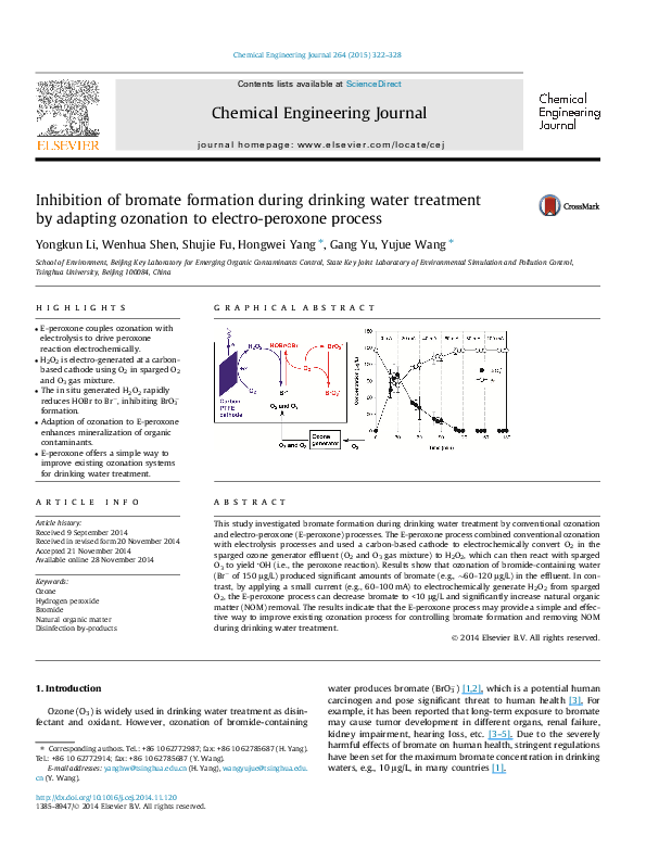 (PDF) Reducing Bromate in Water via Electro-Peroxone