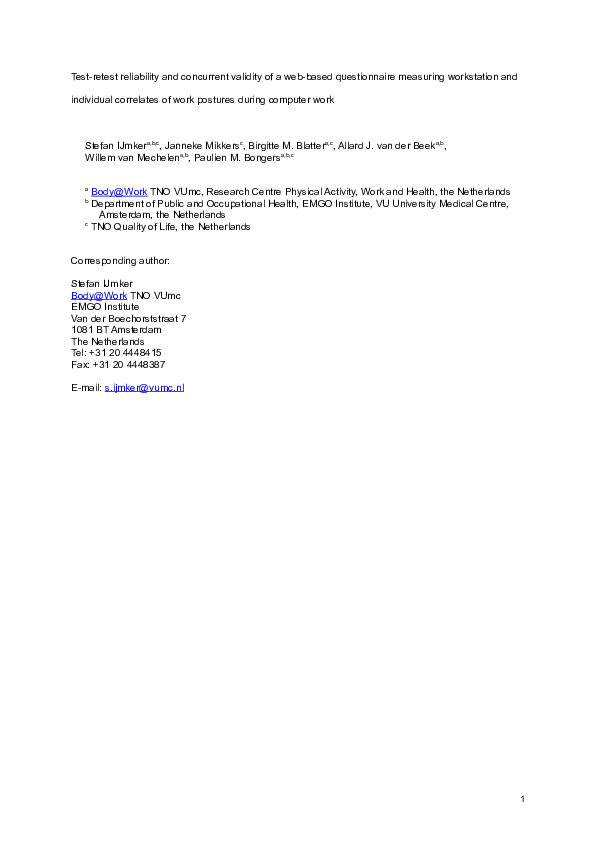 (DOC) Test–retest reliability and concurrent validity of a web-based ...