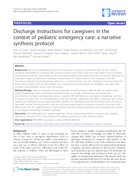(PDF) Discharge instructions for caregivers in the context of pediatric ...