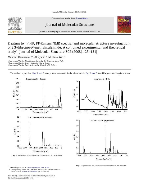 (PDF) Erratum to “FT-IR, FT-Raman, NMR spectra, and molecular structure investigation of 2,3 ...