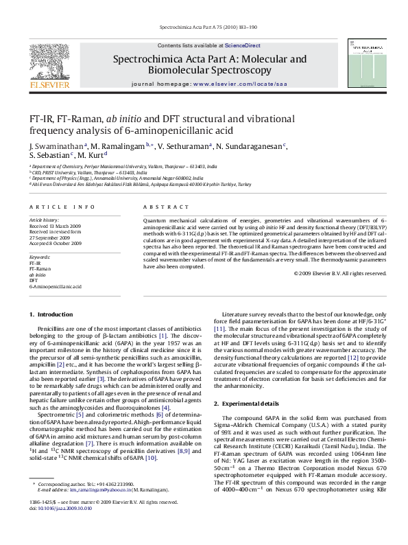 (PDF) FT-IR, FT-Raman, ab initio and DFT structural and vibrational frequency analysis of 6 ...