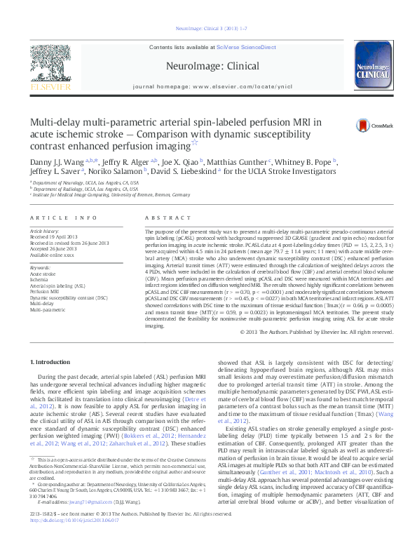 (PDF) Multi-delay multi-parametric arterial spin-labeled perfusion MRI in acute ischemic stroke ...