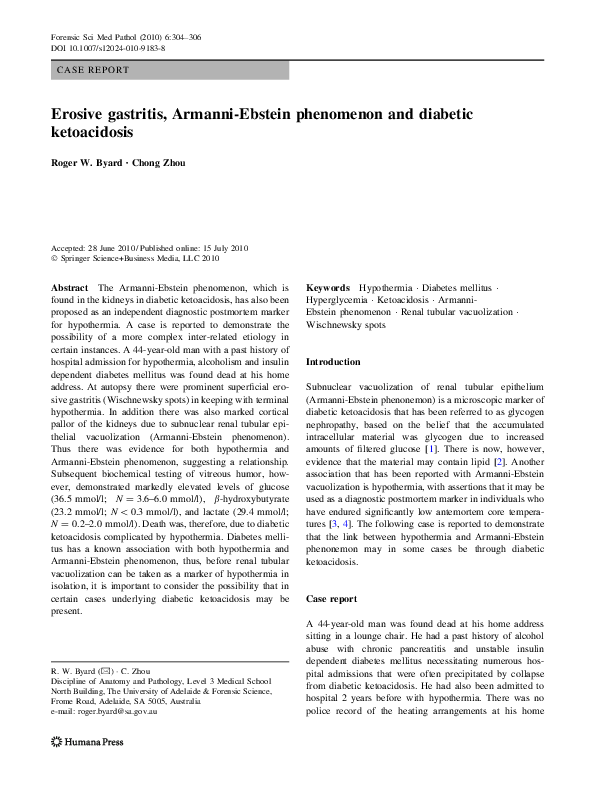(PDF) Erosive gastritis, Armanni-Ebstein phenomenon and diabetic ...