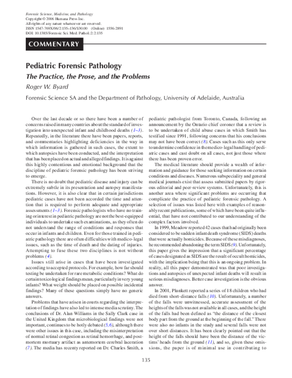 (PDF) Pediatric Forensic Pathology: The Practice, the Prose, and the ...